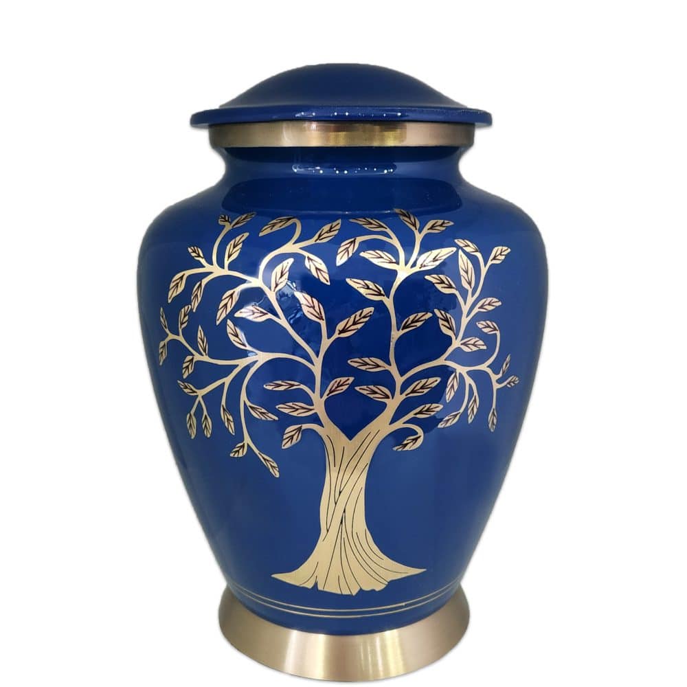 Reliquaire funéraire en laiton – Arbre de vie bleu - Urnes dépôt